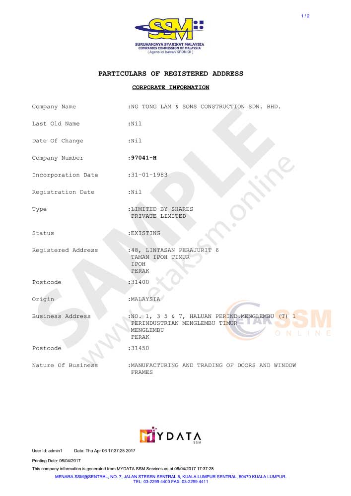 Sample SSM Documents With CTC | Reprint SSM Online